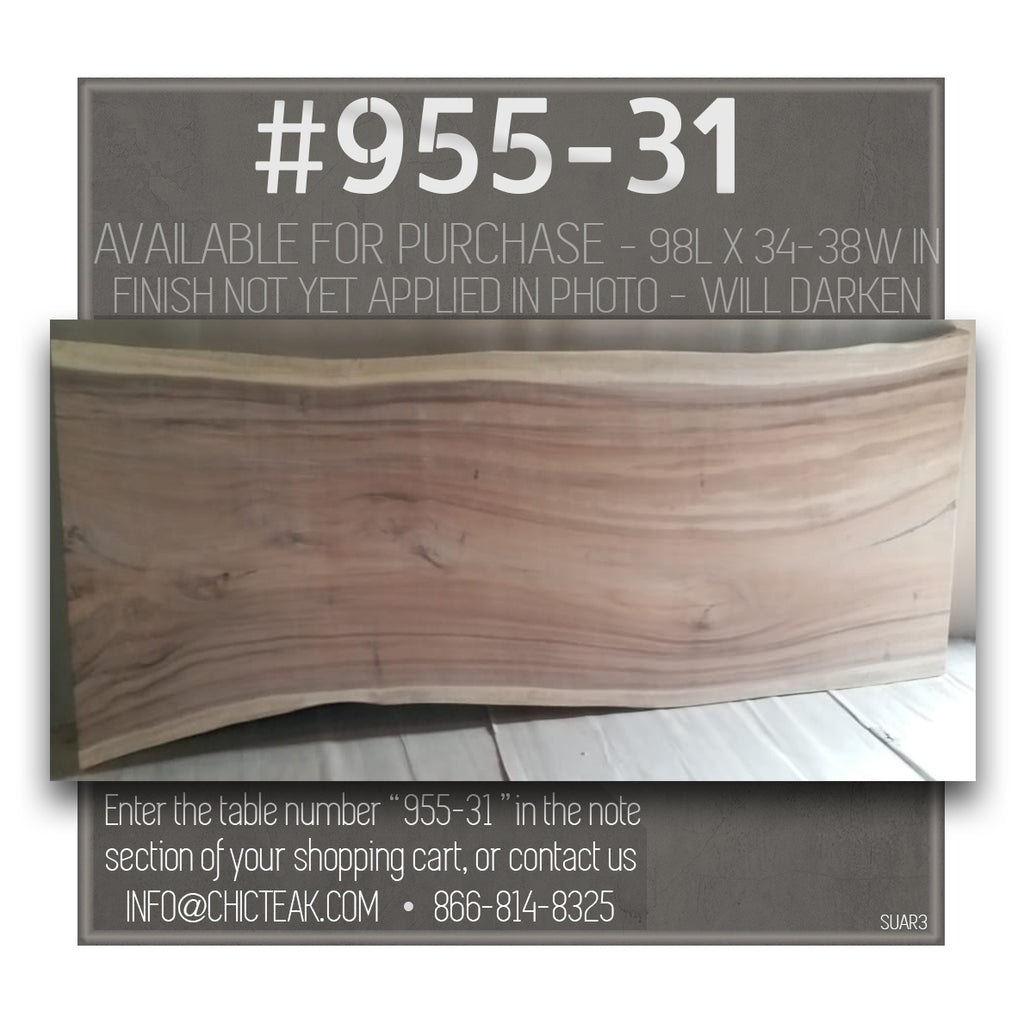 Suar Live Edge Unique Slab Dining Table / Conference Table 98" Long (c ...