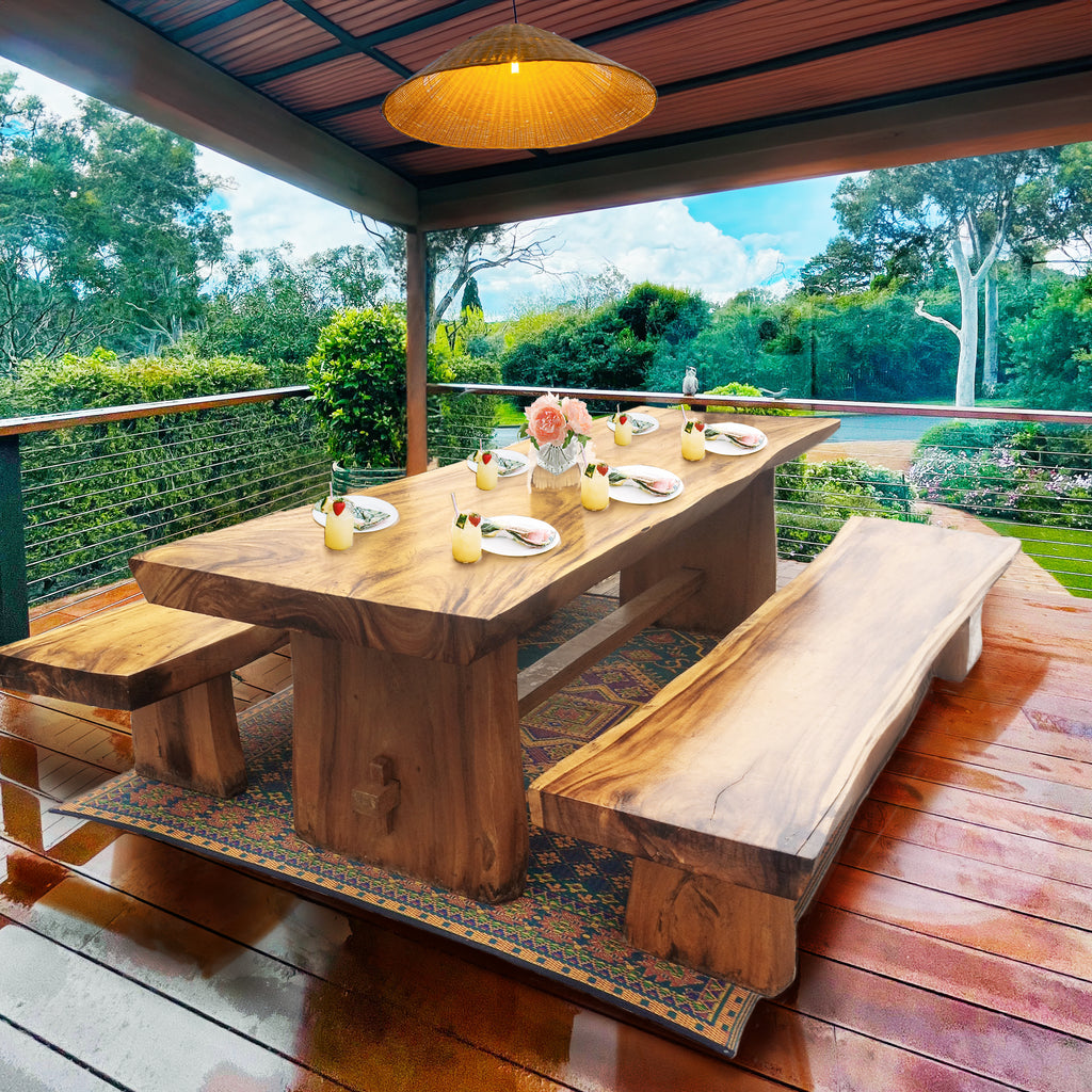 Suar Live Edge Unique Slab Dining Table / Conference Table 98" Long (c ...