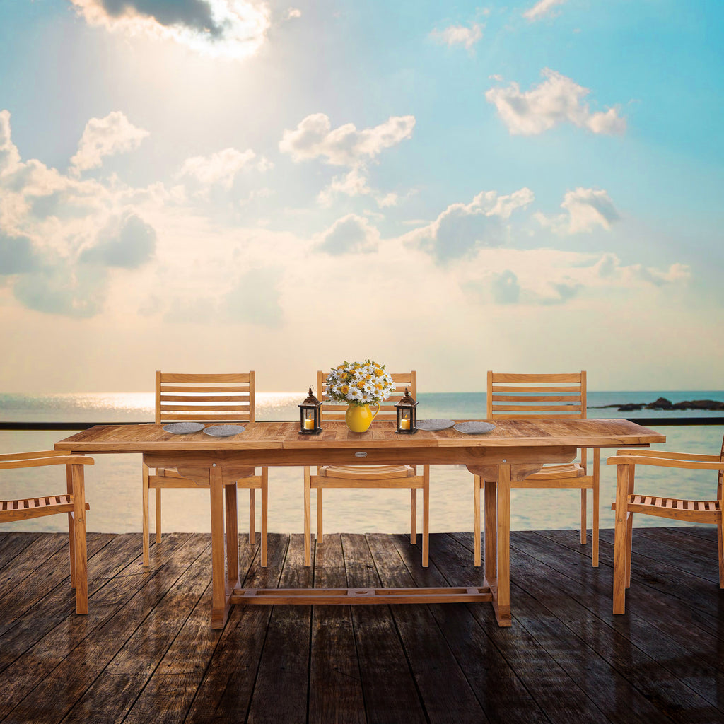 Teak Wood West Palm Semi Oval Extension Table – La Place USA Furniture ...
