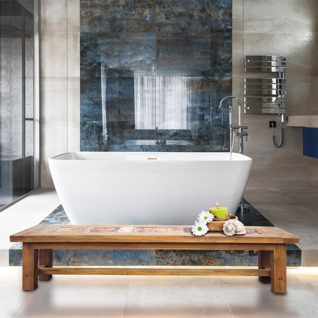 Recycled Teak Wood Castello Backless Bathroom Bench, 79 inch – La Place ...