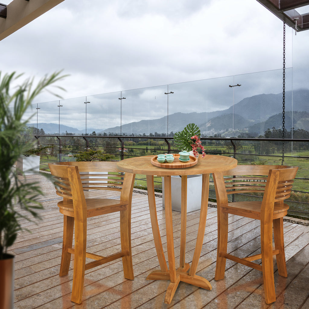 Teak Wood Half Moon Bar Stool – La Place USA Furniture Outlet