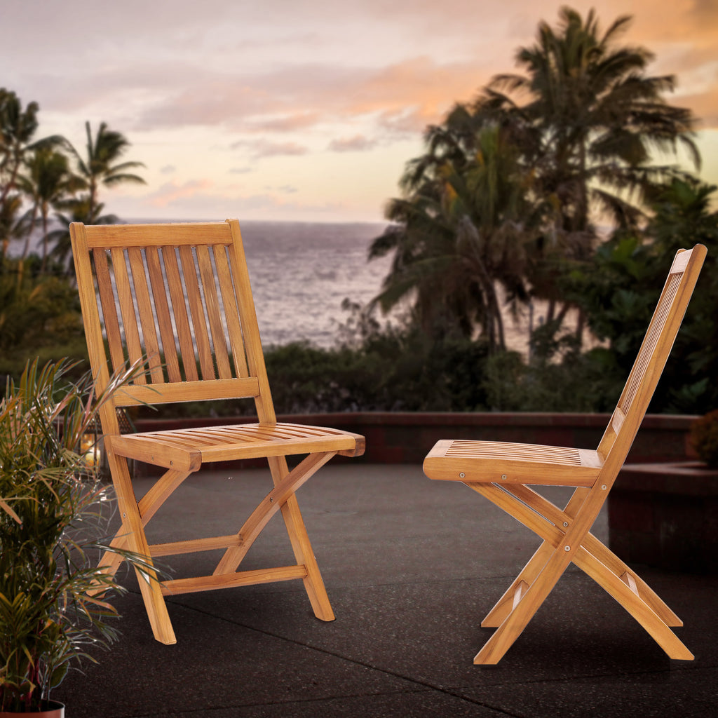 Teak Wood Santa Barbara Folding Side Chair (set of 2) – La Place USA ...