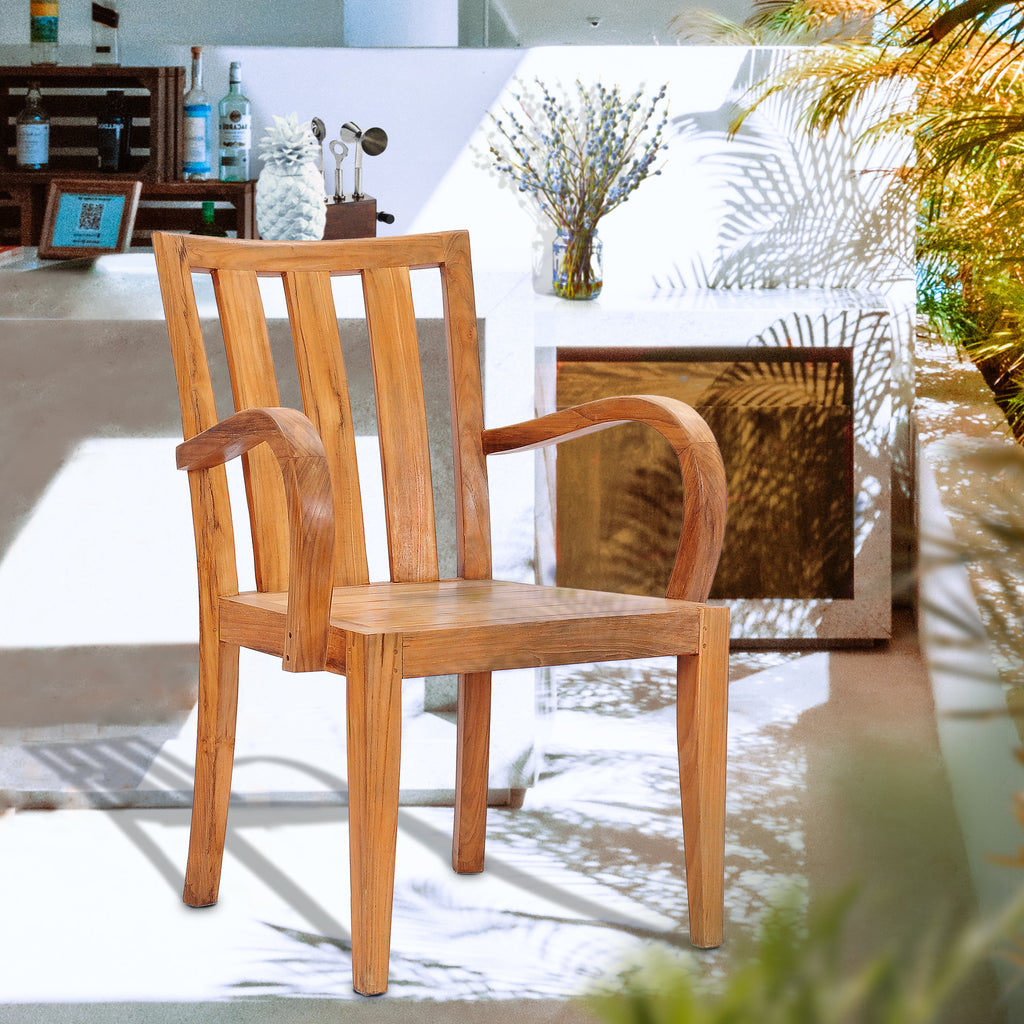 Teak Wood Boston Arm Chair – La Place USA Furniture Outlet