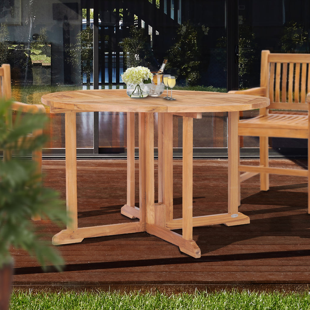 Teak Wood Butterfly Round Outdoor Patio Folding Table, 47 Inch – La ...
