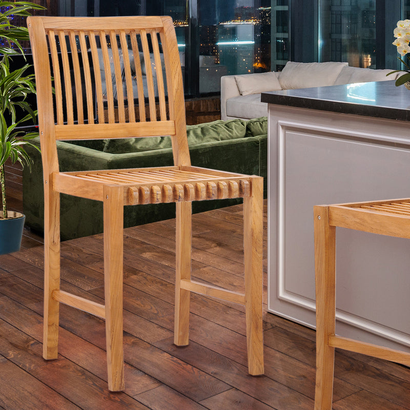 Teak Wood Castle Counter Stool – La Place USA Furniture Outlet