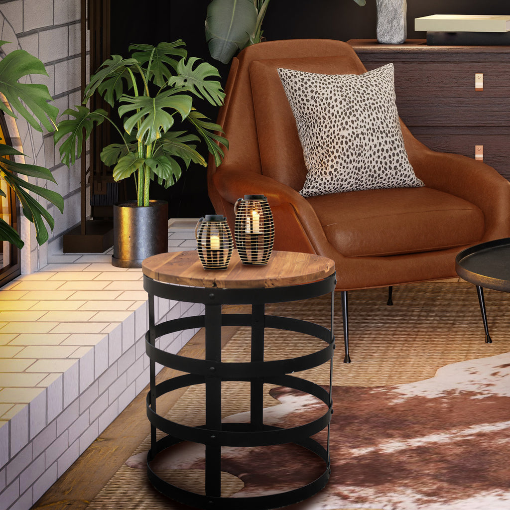 Teak Wood Hanover Side Table with Ironwork Base – La Place USA ...