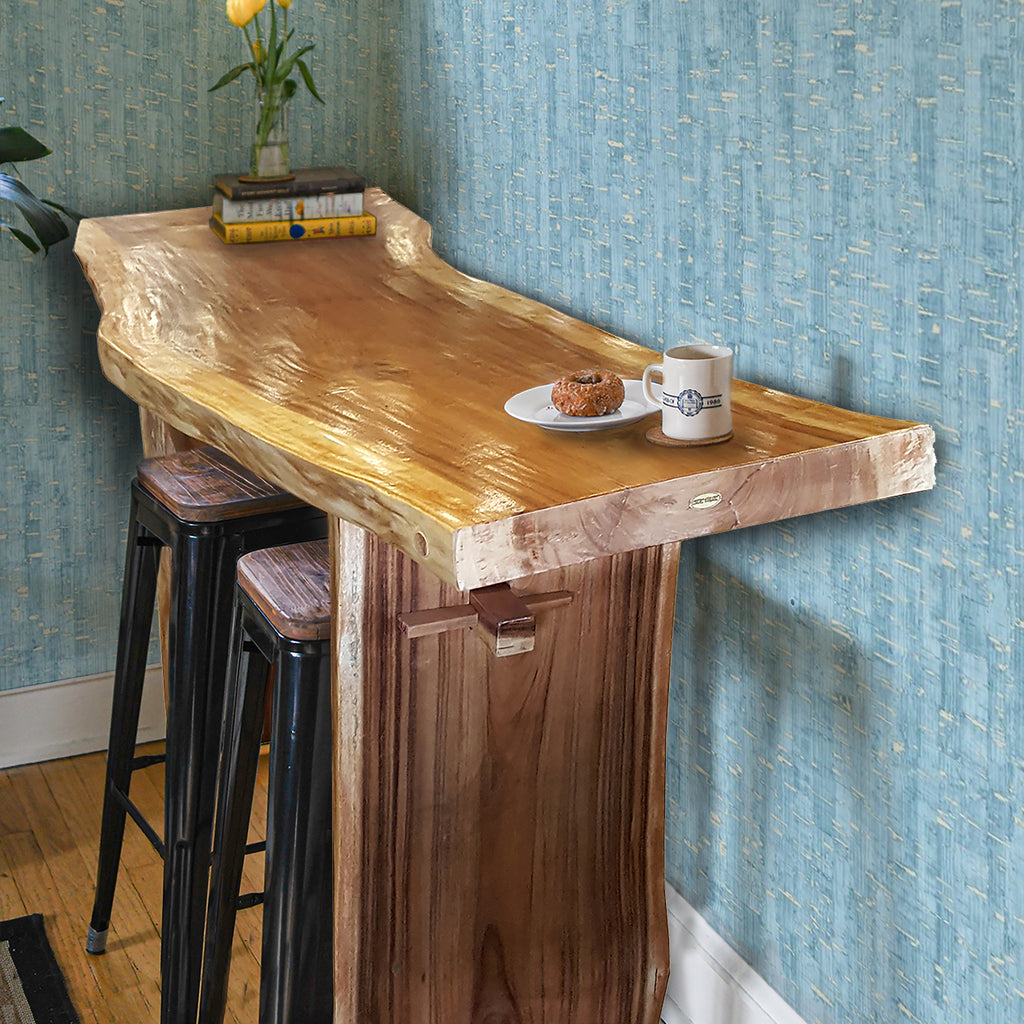 Suar Live Edge Slab Freestanding Bar with Shelf, 79 Inch (choice of ta ...