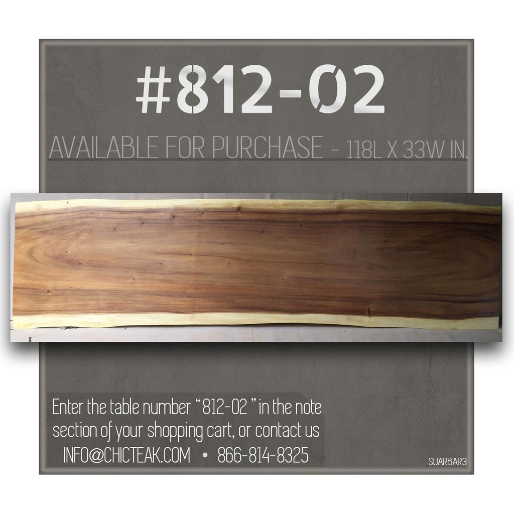 Suar Live Edge Slab Freestanding Bar with Shelf, 118 Inch (choice of t ...