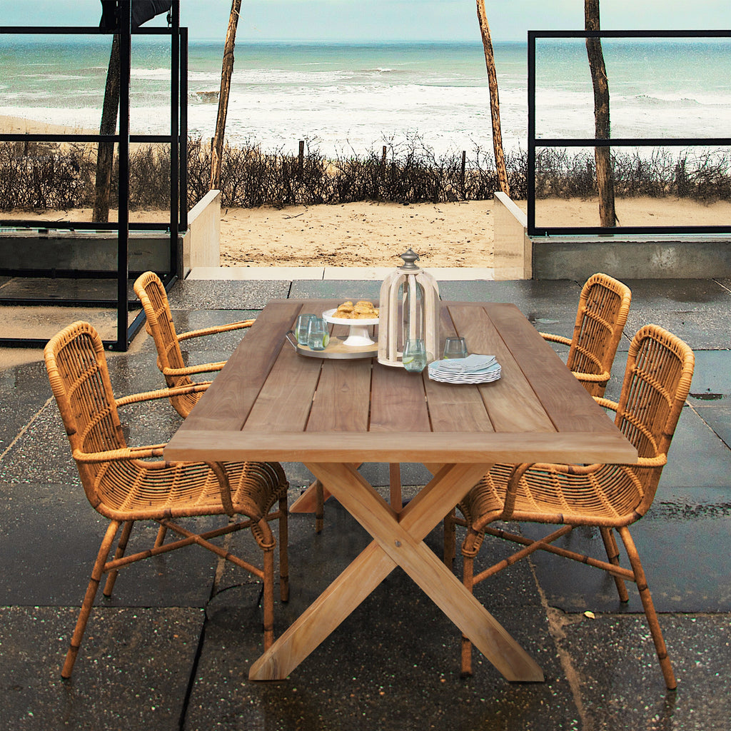 Teak Wood Cross Indoor/Outdoor Dining Table 87" x 40" – La Place USA ...